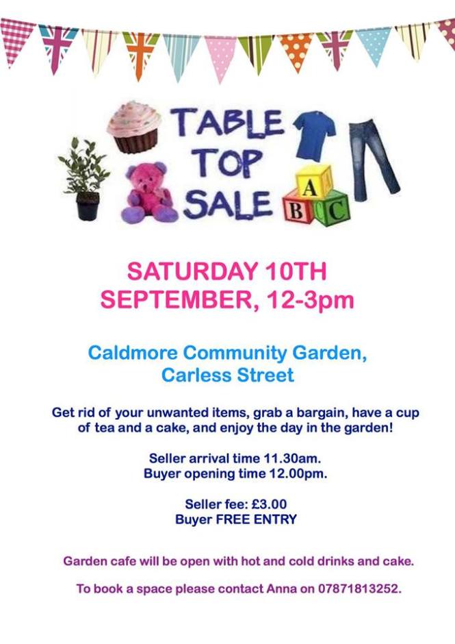 September Table Top Sale – Caldmore Community Garden